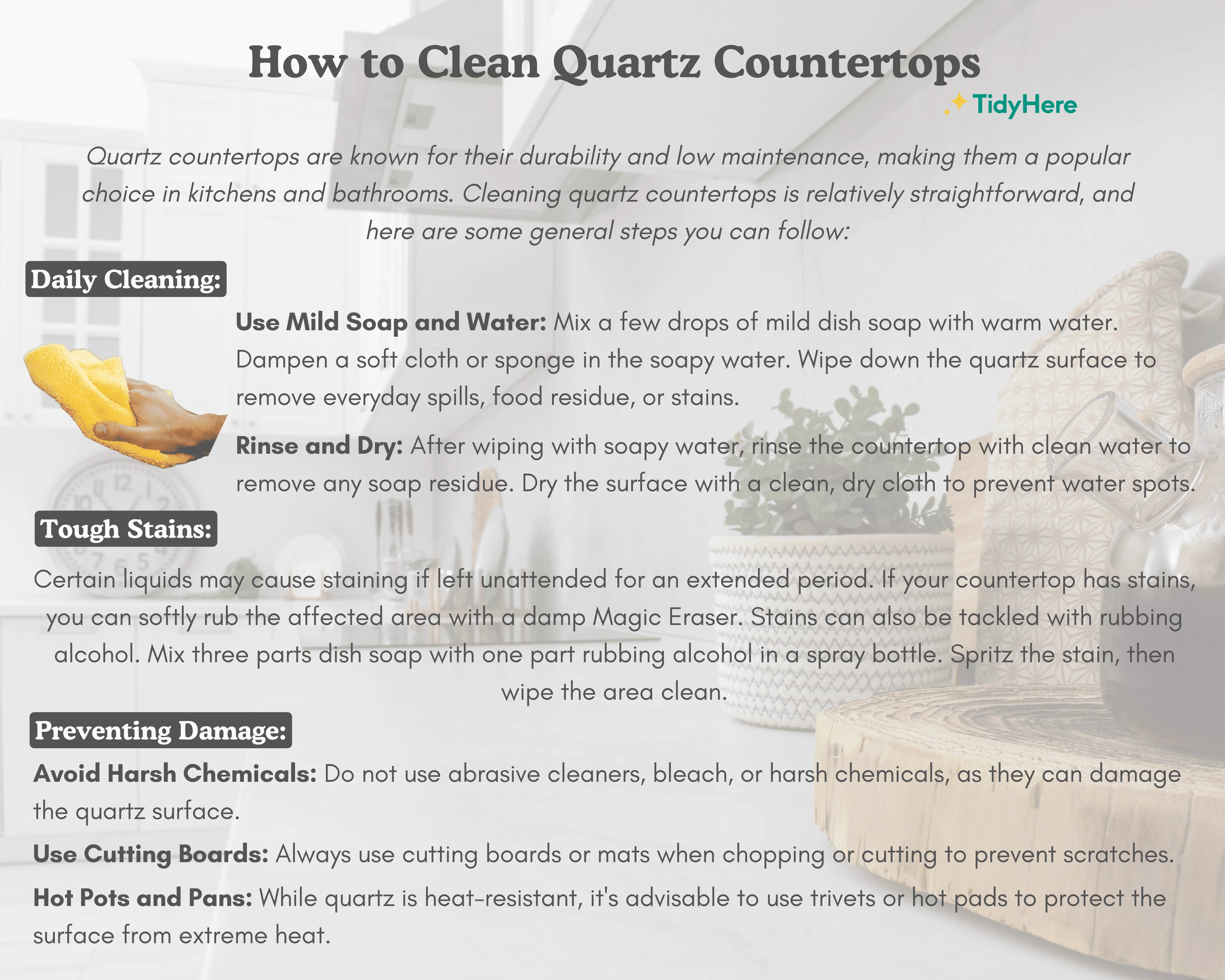 How to Clean Quartz Countertops - Tidy Here Cleaning Service