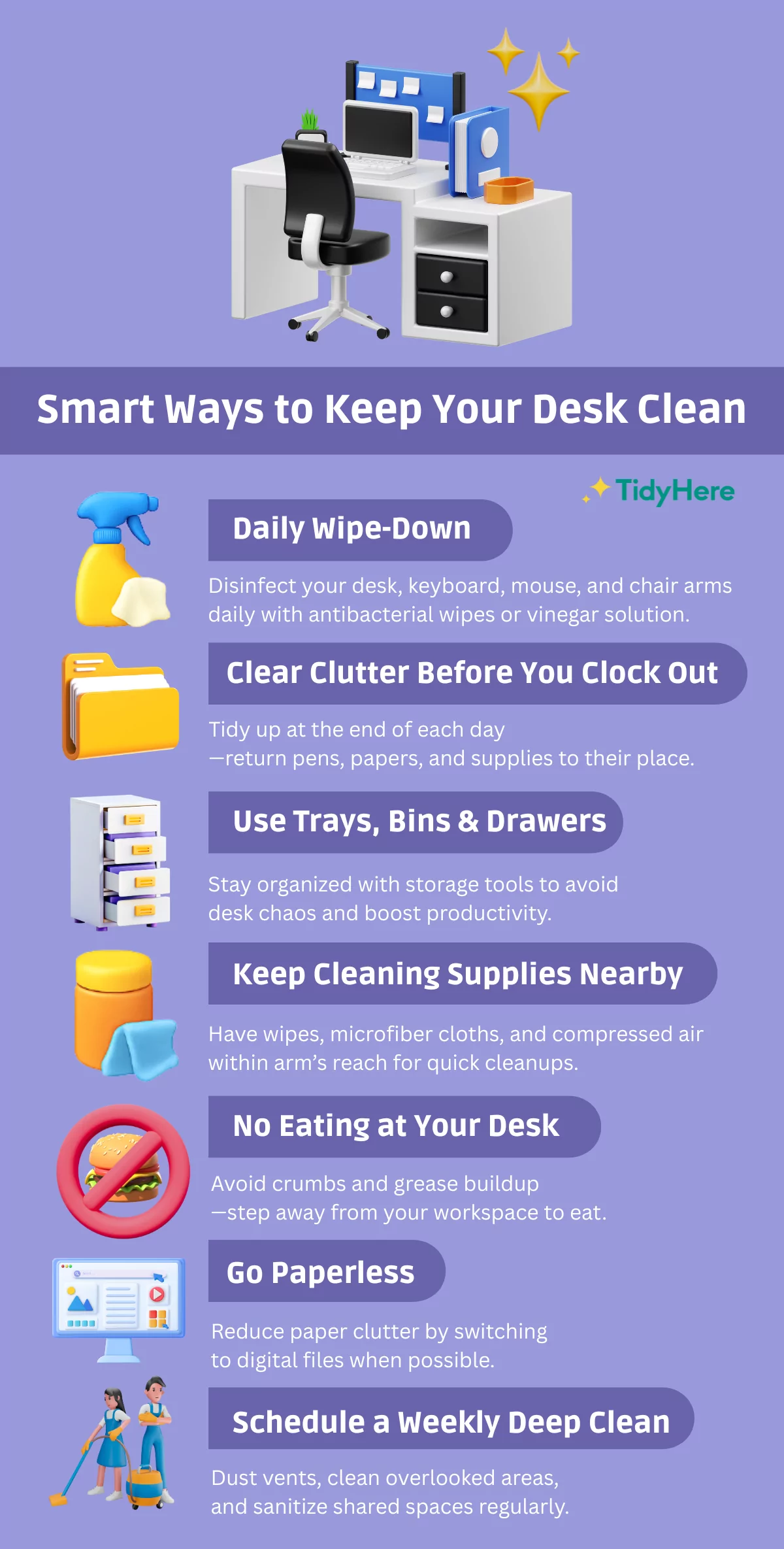 How to Keep Your Desk Clean - Tidy Here Cleaning Service